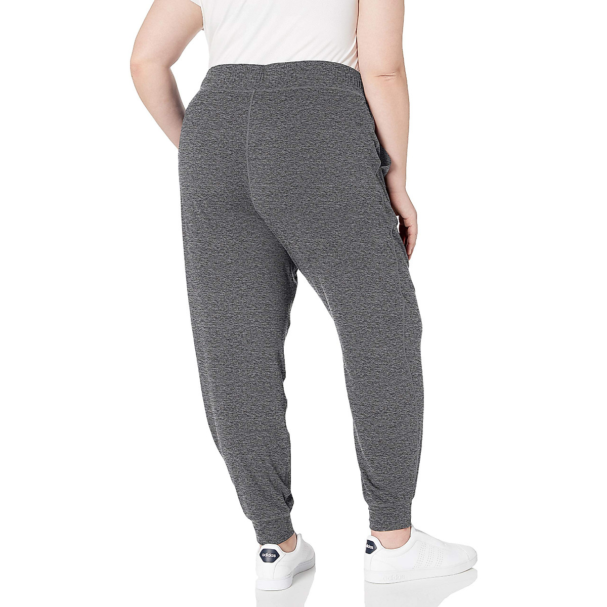 Amazon Essentials Women's Brushed Tech Stretch Jogger Pant (Available in Plus Size), Dark Grey Space Dye, Medium