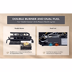 Pleasant Hearth 24-in Valley Oak Vent Free Gas Log Set 33,000 BTU's