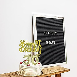 Number 30 Diamond Crown Birthday Candle (Gold)