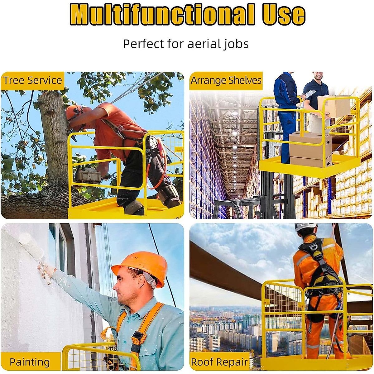 PioneerWorks Forklift Safety Cage, 36"x36" inch Heavy Duty Collapsible Forklift Work Platform,1200LBS Capacity with 4 Universal Wheels, for Most Aerial Jobs