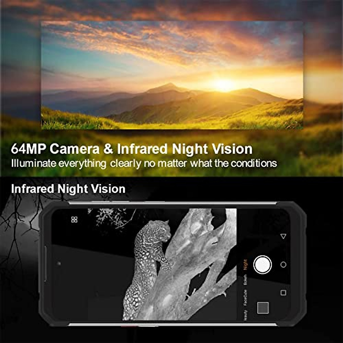 Rugged Smartphone OUKITEL WP17 Night Vision 64MP Triple Camera IP68 Waterproof NFC Phone,8GB+128GB 8300mAh Battery Android11 Dual 4G Global Bands Rugged Cell Phone,6.78‘’FHD+ Unlocked Mobile Phone