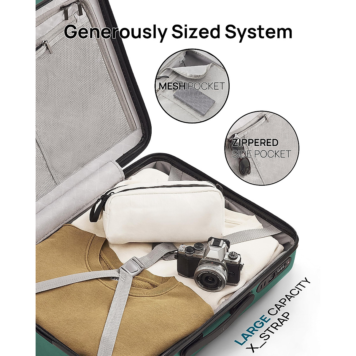 NINETYGO Carry on Luggage 22x14x9 Airline Approved with USB Port, 20 Inch Hardshell Spinner Hardside Suitcase with Wheels, TSA Lock for 3-5 Days Travel Quick Getaway Business, 38L, Emerald Green