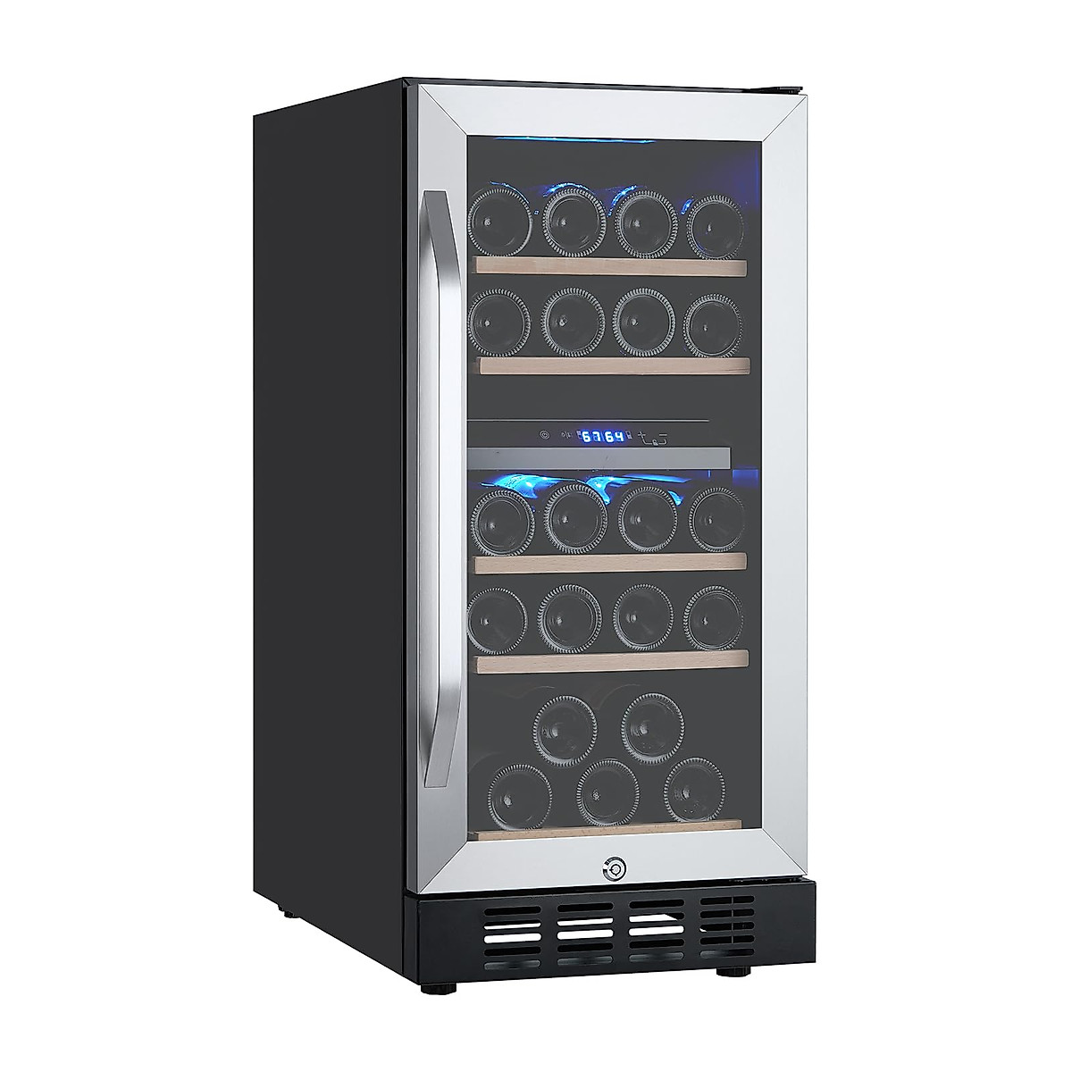 GarveeHome Dual Zone Wine Fridge - 41℉-64℉ Compressor Wine Cooler, Digital LED Touch Control, Frost-Resistant Lockable Cabinet, 26 Bottles Freestanding/Built-In