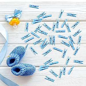 50 Pieces Clothes Pins for Baby Shower Pins Blue Clothes Pins Baby Shower Clothes Pins Blue Boy Party Game Plastic Small Pins Gender Reveal Decorations Favors 1.37 Inches