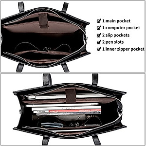 BROMEN Laptop Tote Bag 15.6 inch Briefcases for Women Stylish Business Office Work Tote Bag black