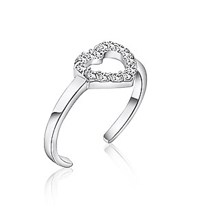 Hoops & Loops Sterling Silver Cubic Zirconia Heart Toe Ring