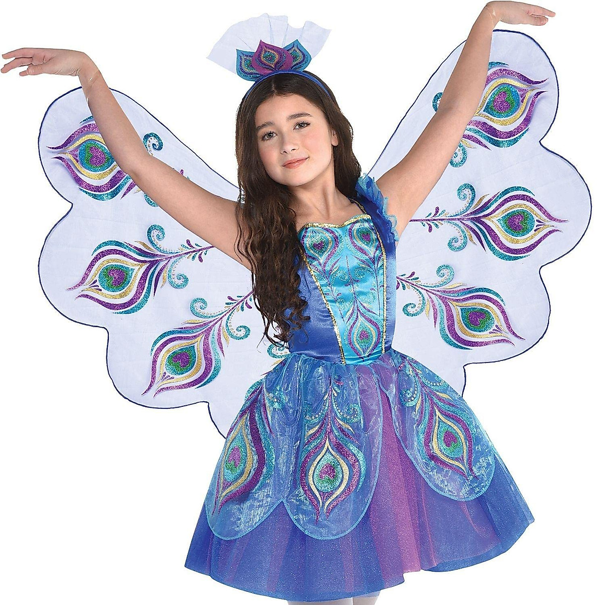 Peacock Dress Halloween Costume for Girls, Medium, with Included Accessories, by Amscan