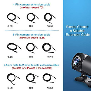 PixelMan Backup Camera Extension Cable,10ft 5 Pin Male to Female Rear View Camera Extension Cord for Dash Cam Mirror Cam Rearview Camera,Reverse Camera Wire for Car Pickup Truck SUV Van Rv Trailer