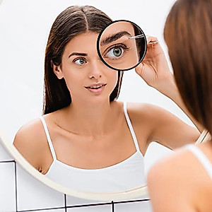 Funtopia Magnifying Mirror, 3.5 Inch 20X Mirror and 10X Magnifier Mirrors with 2 Suction Cups, Small Travel Magnifying Mirror and Tweezers Kit for Eyebrow Tweezing, Blackhead Blemish Removal (Black)