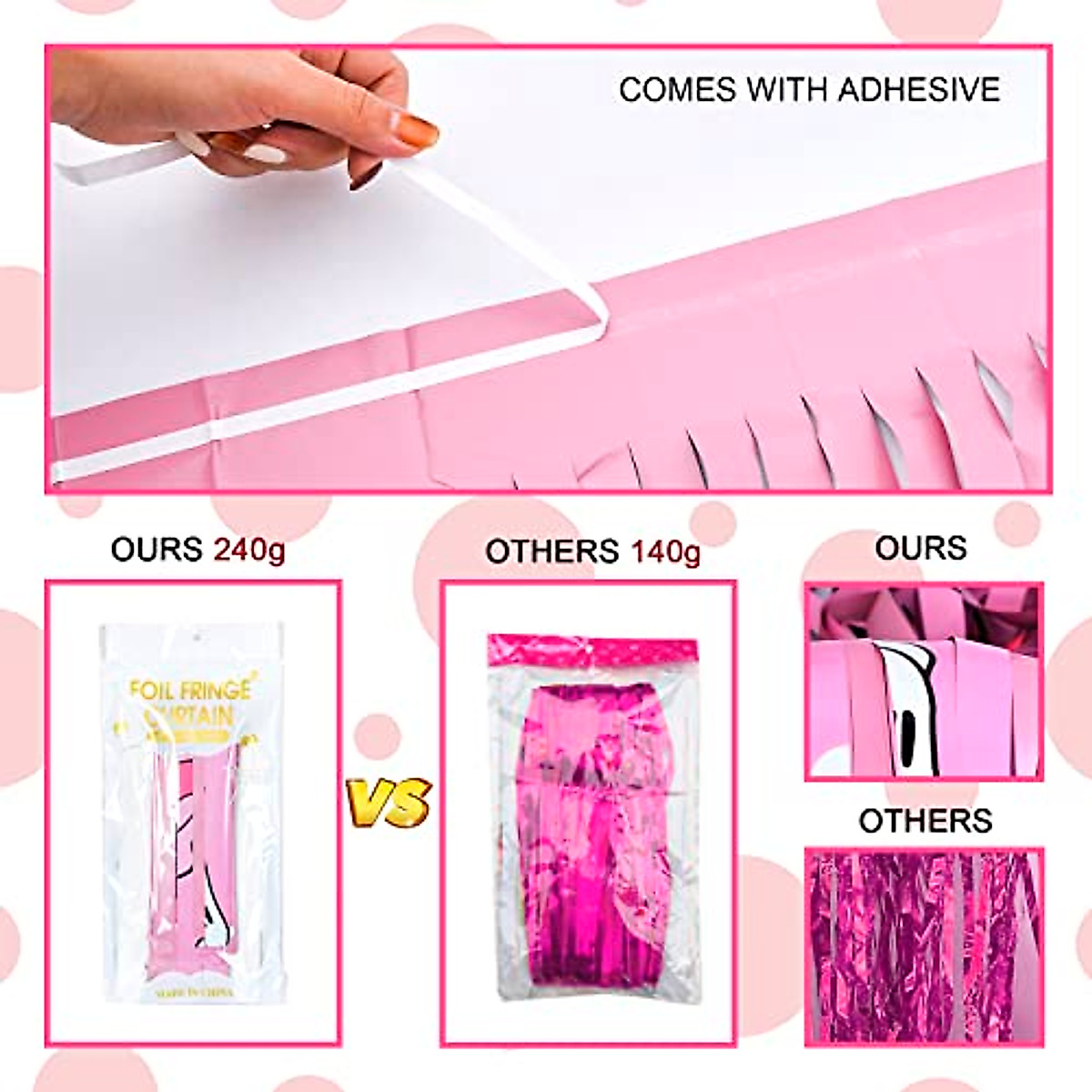 Bupelo Minnie Birthday Party Supplies, 2 Pack Minnie Tinsel Foil Fringe Curtains, Minnie Themed Patterns Photo Booth Prop Backdrop Streamer, Minnie Birthday Party Decorations, Room Decor for Kids