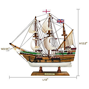 SAILINGSTORY Wooden Model Ship Mayflower 1/100 Scale Replica Sailing Ship Model Sailboat Decor