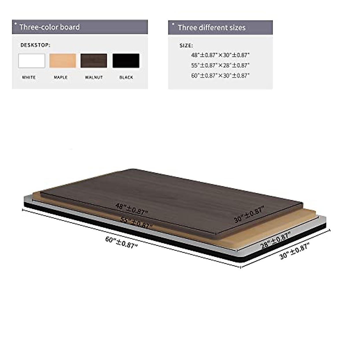 ALFA BUSINESS 48" x 30" Universal Table Top, Solid One Piece Wooden Desktop, Tabletop for Standard & Sit to Stand Desk Frame, Counter Top for Home or Office, Walnut