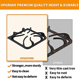 Upgraded 316202405 Grates Replacement for Frigidaire Stove Parts Burner Grate Kenmore Gas Range Parts Cast Iron Surface Grate Set 8.9 x 8.8 inches Frigidaire Gas Cooktop Parts Stove Top Grate 4 Pcs