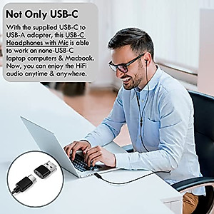 2 Packs of USB C Headphones, Type C Earbuds with Mic for Galaxy S22 Ultra Plus S21 S20, Pixel 6, OnePlus 10 Pro, iPad Pro Air Mini, USB-A to USB-C Adapter for Laptop Computer Use, White + Black