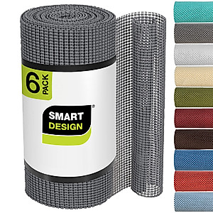 Smart Design Classic Grip Shelf Liner - 12 Inch x 60 Feet Total (Set of 6 Rolls) - Non Adhesive, Strong Grip Bottom, Easy Clean Kitchen Drawer, Cabinet Cupboard Dresser Cover, Non Slip - Graphite Gray