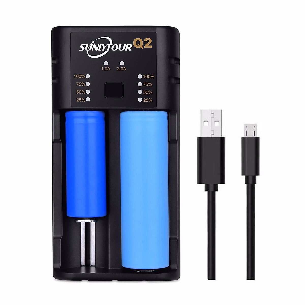 SUNLYTOUR 22650 20700 18650 Battery Charger,Dual USB Battery Charger for 26700 26650 26500 25500 22700 22500 18700 18500 18490 18350 17650 16650 16340(RCR123) 14650 14500 NiMH Ni-Cd Battery