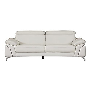Blackjack Furniture Naples Italian Leather Adjustable Headrests, Sofa, 88", White