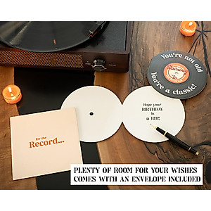 Funny Birthday Gift for Men and Women - For the Record Vinyl Birthday Card with Envelope | 30th, 40th, 50th, 60th, and 70th Birthday Gifts for Her, Him, Sister, Best Friend