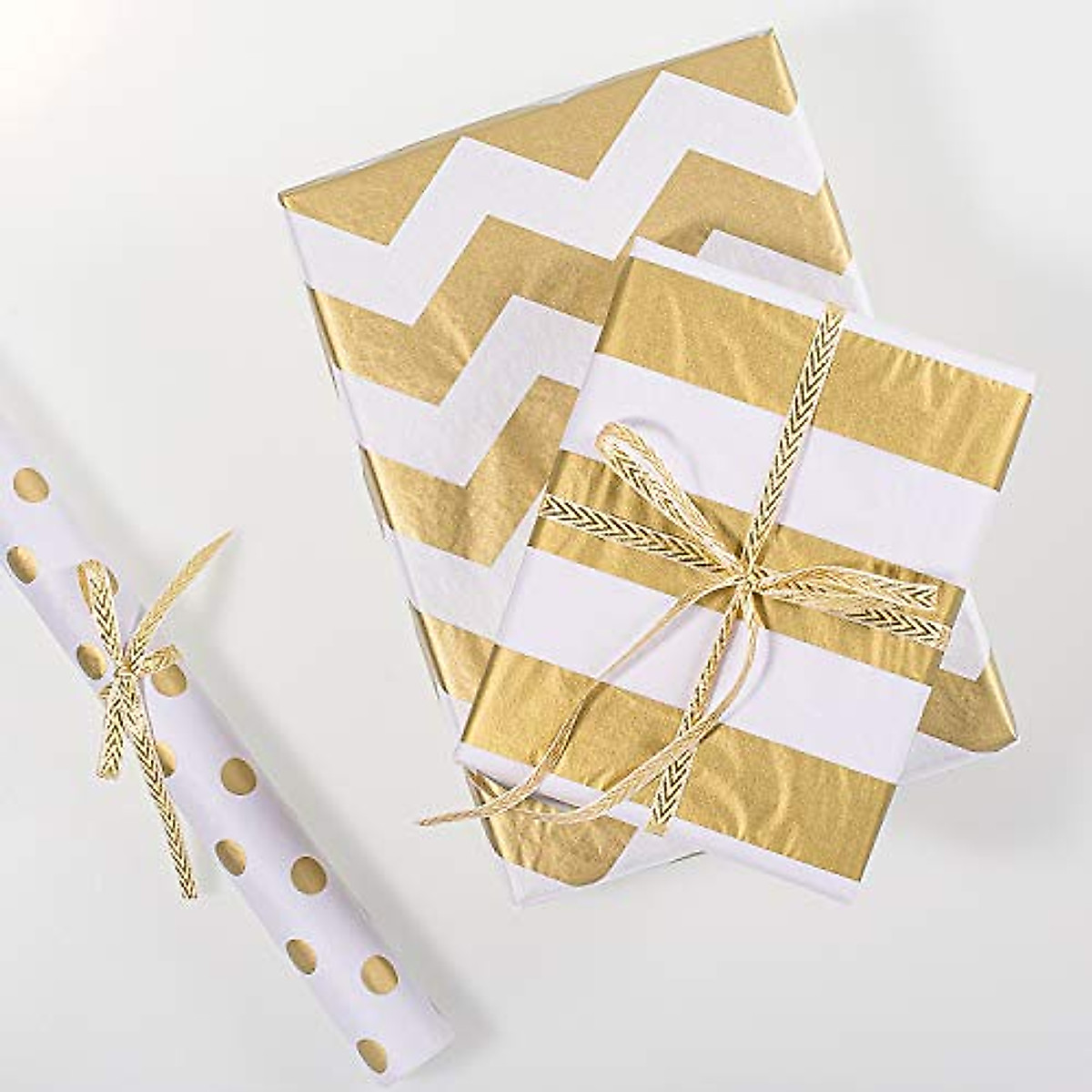 Whaline Metallic Tissue Paper 20" x 28" Big Size Gift Wrap Paper Bulk Gift Wrapping Accessory Wrap for Christmas, Birthday, DIY and Craft, Gift Bags (Gold)