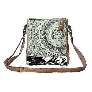 Myra Bag Verdant Upcycled Canvas & Cowhide Leather Shoulder Bag S-1209