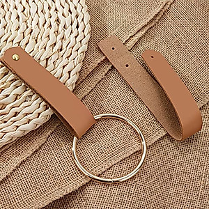 Abeillo Leather Wall Hook, Wall Hanging Strap Towel Ring PU Leather Curtain Rod Holder Towel Holders for Wall Leather Loop Strap Holder Towel Bar Rack Storage, Bathroom Kitchen Supplies (Brown)