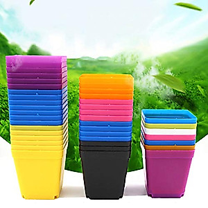 qiguch66 Small Plant Pots,10Pcs Bonsai Planter Nursery Flower Pot Garden Square Home Plastic Decor Supply - Red