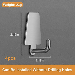 SYJINGLINK Wall Hooks for Hanging,Bath Towel Hooks ，Heavy Duty Waterproof Stainless Steel Hook,Modern Coat Hooks (Pine Hook (Silver) 8pcs)