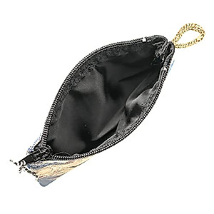 Intercession Hand-Woven, Lined Madonna and Child Rosary Pouch, Made in Turkey with Premium Metallic Thread (Blue - Small)