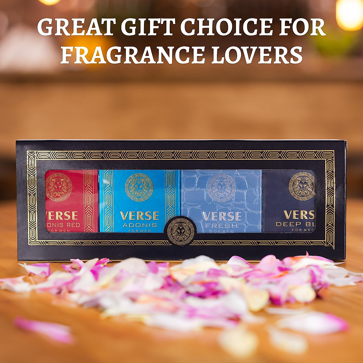 NovoGlow Verse Mini 4-Piece Fragrance Set for Men - Aromatic, Floral, Oriental & Woody Notes - Individually Boxed 25ml Eau De Parfum