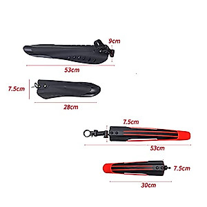 Free-fly Adjustable Road Mountain Bike Bicycle Cycling Tire Front/Rear Mud Guards Mudguard Fenders Set (Black)