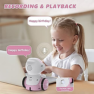 GILOBABY Robot Toys, Rechargeable Smart Talking Robot for Kids, Intelligent Robot with Voice Controlled Touch Sensor, Singing, Dancing, Recording, Repeat, Birthday Gifts for Girls Ages 6+ Years (Pink)