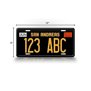 Custom GTA V San Andreas Black 1963–69 Replica Personalized Text Novelty Auto Tag