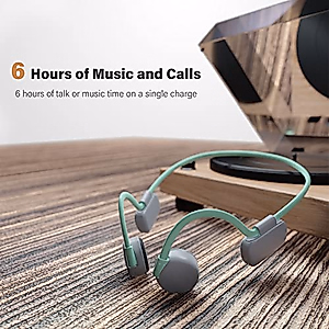 Bone Conduction Headphones with Noise Cancelling MIC for Clear Calls, IPX6 Waterproof Open-Ear Bluetooth Wireless Headset for Calling, Running, Bicycling, Hiking (Green)