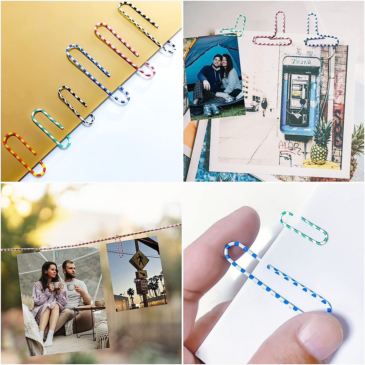 400 PCS Paper Clips, Metal Coated Paperclips, Paper Clips Assorted Sizes Medium & Large, Striped Colored Paper Clips for Teacher Supplies School Supplies Teacher Supplies(1.1", 2")