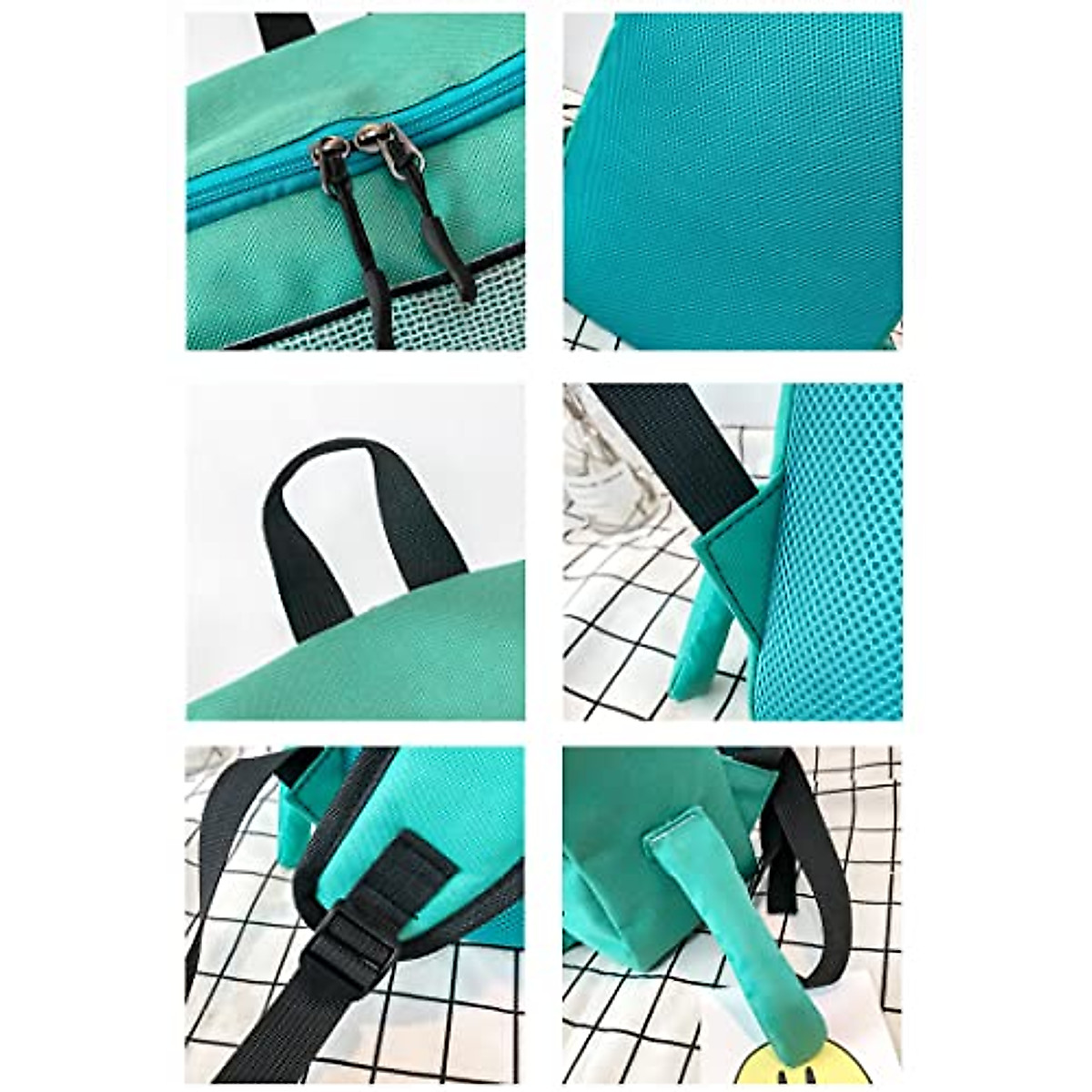 Kawaii School Backpack for Girls Boys Back to School Aesthetic Cute Adorable Canvas Bag Handheld Game Console Style Peacock Blue, Green