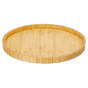 mDesign Lazy Susan Turntable Bamboo Spinner for Kitchen Cabinet, Pantry, Fridge, Cupboards, or Counter, Fully Rotating Organizer for Food, Spices, or Condiments, 15" Round, Echo Collection, Natural