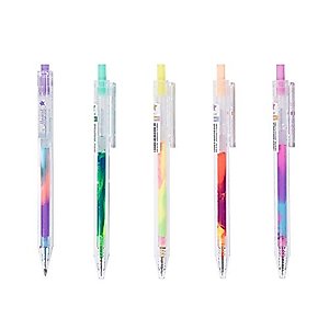 Mnixy Youkai Rainbow Color Gel Ink Rollerball Pen Retractable（5 pack）