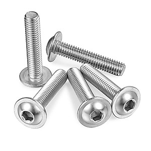 M6-1.0 x 25 mm Flanged Button Head Socket Cap Screw Bolts, 18-8 Stainless Steel(304) Allen Socket Drive, Full Thread, 50PCS
