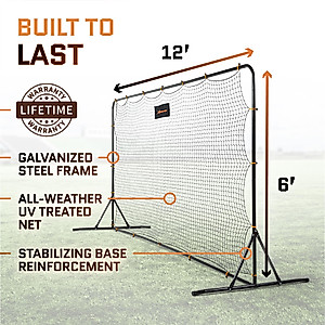 Soccer Rebounder Net Feet Practice Soccer Training Equipment | Portable, Easy Assembly, Steel Frame | Perfect for Practicing Backyard Volley, Solo Training,Kickback, Passing, Pitchback (12x6 Feet)