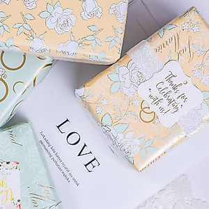 WRAPAHOLIC Wedding Theme Wrapping Paper Roll - Diamond Ring and Floral Design Printed on Pearlized Paper, Perfect for Celebration, Party Present Packing - 4 Rolls - 30 inch X 120 inch Per Roll