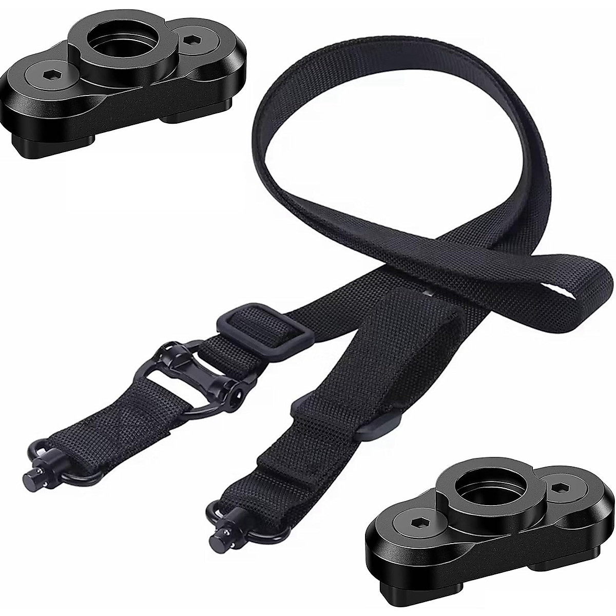 Two Point and Traditional Sling 2 Point Sling Quick Adjust with QD Sling Swivel for Hunting Black