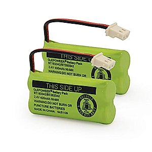 DM221 BT183342/BT283342 2.4V 400mAh Ni-MH Battery Pack, Also Compatible with Cordless Phone Batteries BT166342/BT266342 BT162342/BT262342 CS6709 CS6609 CS6509 CS6409 EL52100 EL50003(2 Pack)
