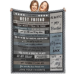 ZUMAS Best Friend Blanket, for Women, Best Friend Birthday Gifts for Women, Friendship Gifts for Women Friends, Throw Blankets for Bed Sofa Couch Travel (Grey, 50x60)