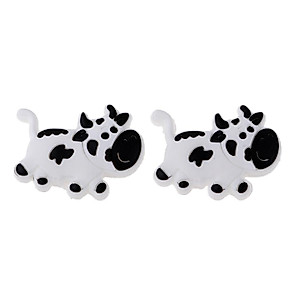 Baosity 2 Pieces Tennis Racquet Shock Absorber Vibration Dampeners - Various Animal Shape - White Cow