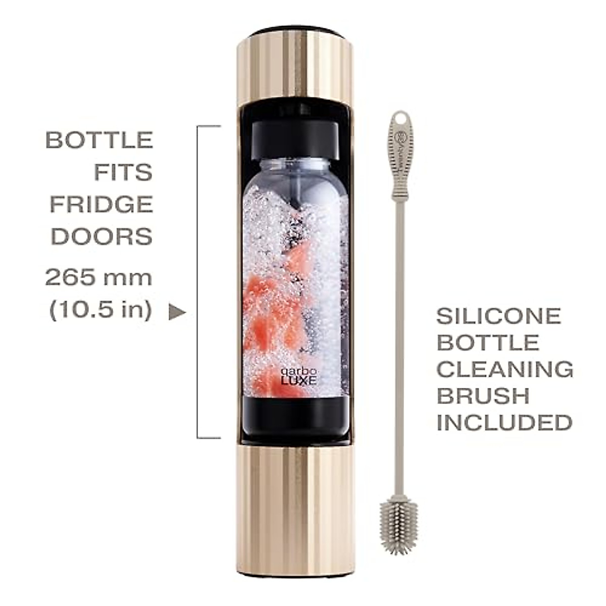 Twenty39 qarbo LUXE Premium Metal Sparkling Water Maker Machine - Soda Beverage Carbonator for Home, Seltzer & Carbonated Beverage Dispenser, Water Carbonation Fizz Maker (Tuscan Gold)