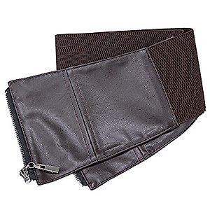 Sportmusies PU Leather Dress Belt for Women, Wide Elastic Stretch Cinch Waist Belts(Coffee)