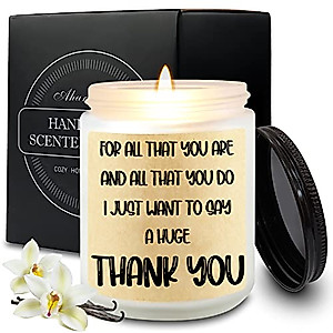 AharHora Vanilla Scented Candles for Mom, Thank You Candle Gifts for Women, Warm Gift for Thanksgiving Day Mother's Day Appreciation Gift, Funny Gift Candle for Women Men Family Mom Friend Coworkers