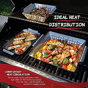 tastysmoke® Premium stainless steel grill basket usable as vegetable basket, fish grill basket and grill tray - universally applicable and particularly durable grill pan for the grill - the ideal grill accessory (Medium Basket)