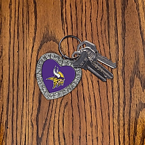 Rico Industries NFL Dallas Cowboys Bling #1 MOM Heart Key Chain Rhinestone Heart Keychain 3.5"x1.5"