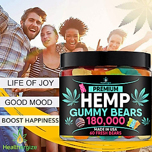 Healthergize Hеmр Gummies Bears-Great for Sleep, Joints, Relax, Calm, Muscles, Discomfort, Skin-Natural Hemp Gummy Bears-Variety of Fun Fruity Flavors-Natural Hеmр Party-Made in USA
